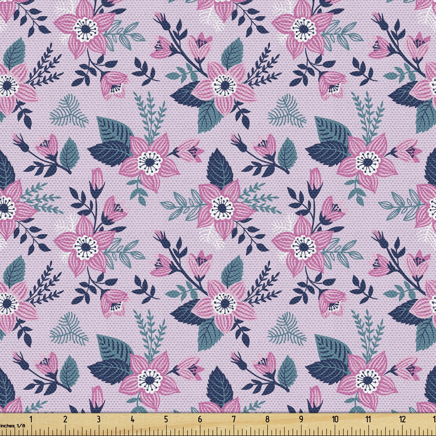 Floral Upholstery Fabric by the Yard, Spring Themed Pattern with Doodle ...