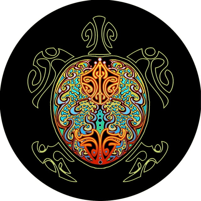 Tire Cover Central Turtle Multi Color Tribal Spare Tire Cover Black ...