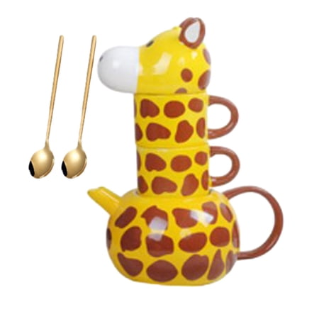 Giraffe Teapot Tea Cup Set with Spoons Coffee Mug for Picnics Table ...