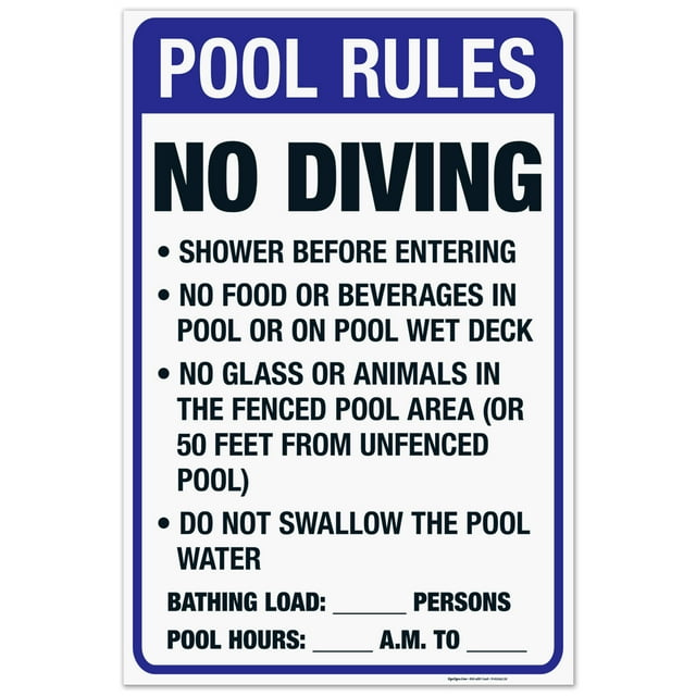 Florida Pool Rules Sign, Complies With State Of Florida Pool Safety ...