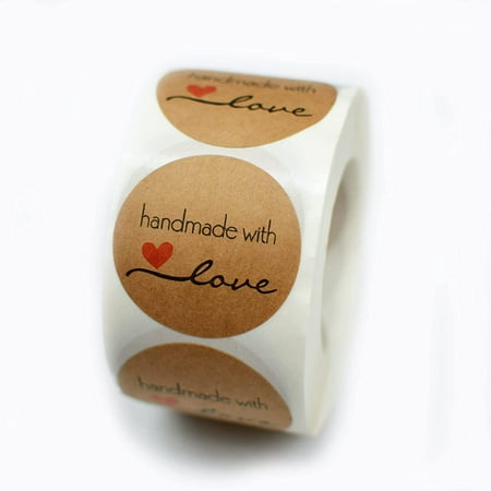 1.5 inch Thank You Sticker Roll,500PCS Roll Kraft Thank You Handmade ...