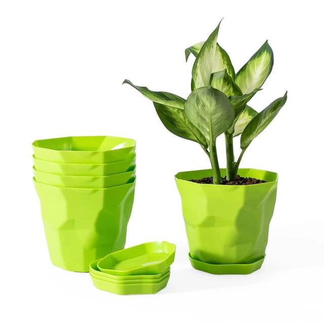 Mini Flower Pots Plastic Pots With Tray For Plants,Flowers,Succulents ...