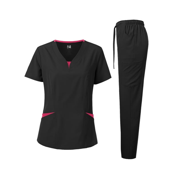 Dagacci Medical Uniform 4-Way Stretch Two Tone Scrub Set - Walmart.com