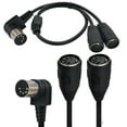 90° DIN 5Pin Male to 2x Female Y Cable 50cm PVC Shielded for Keyboard ...