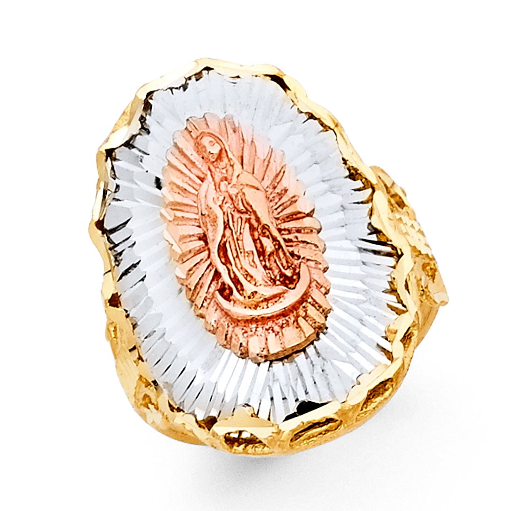 Jewels By Lux 14K Yellow White and Rose Three Color Gold Our Lady of ...