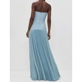 4 Blue Strapless Pleated Maxi Dress For Women Elegant Evening Formal ...