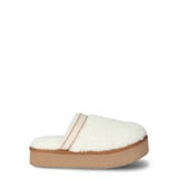 Joyspun Women's Cushioned Teddy Fleece Platform Clog Slippers with ...