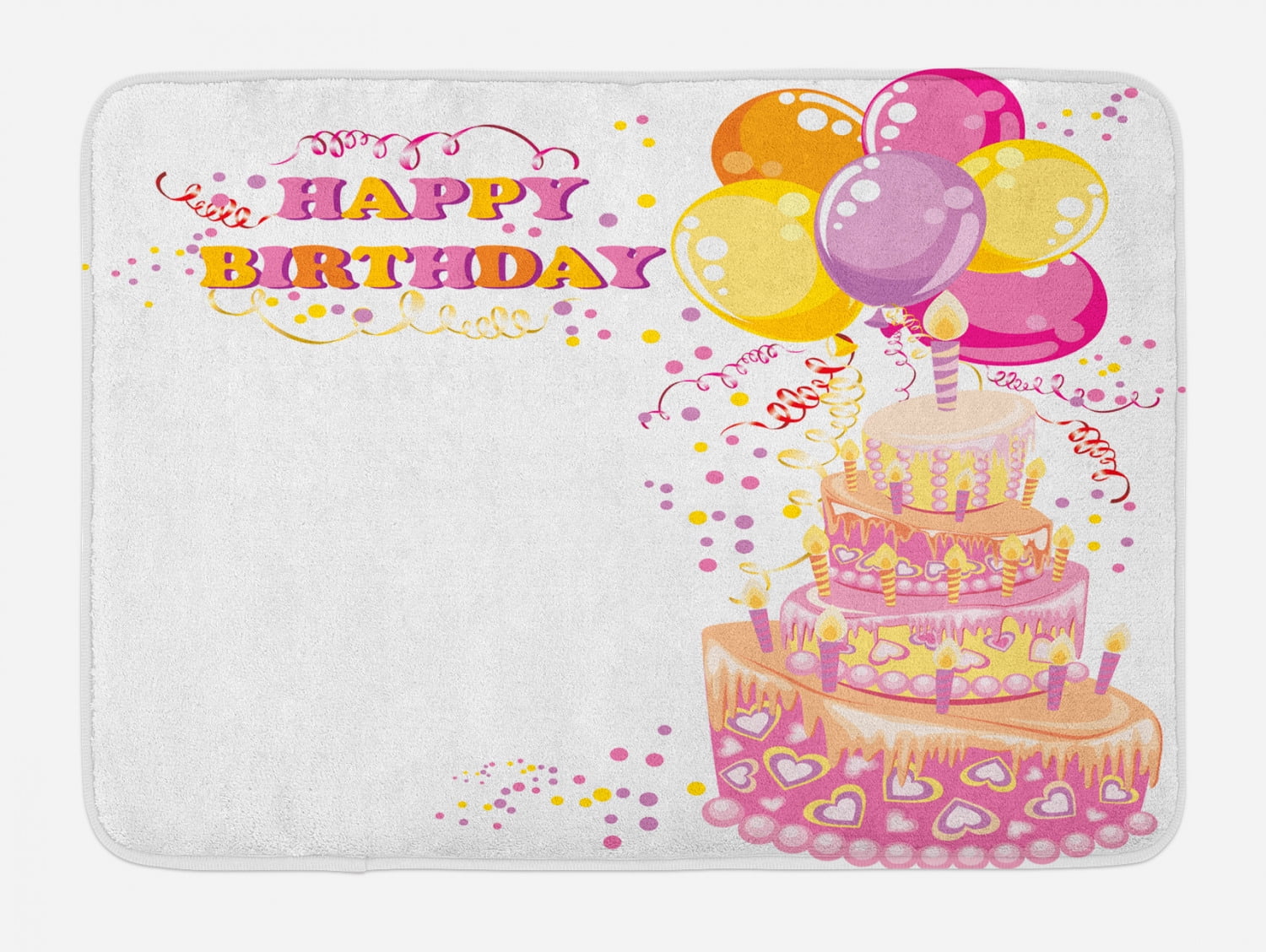 Kids Birthday Bath Mat, Celebration Girl Themed Party Cake Candles ...