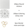 100 Sheets Stress Relief Coloring Sticky Notes: Original Floral & Gem ...