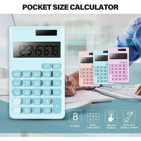 Mini Calculator Pocket Size Calculator Electric Digital Desktop Calculator with 8-Digit LCD ...