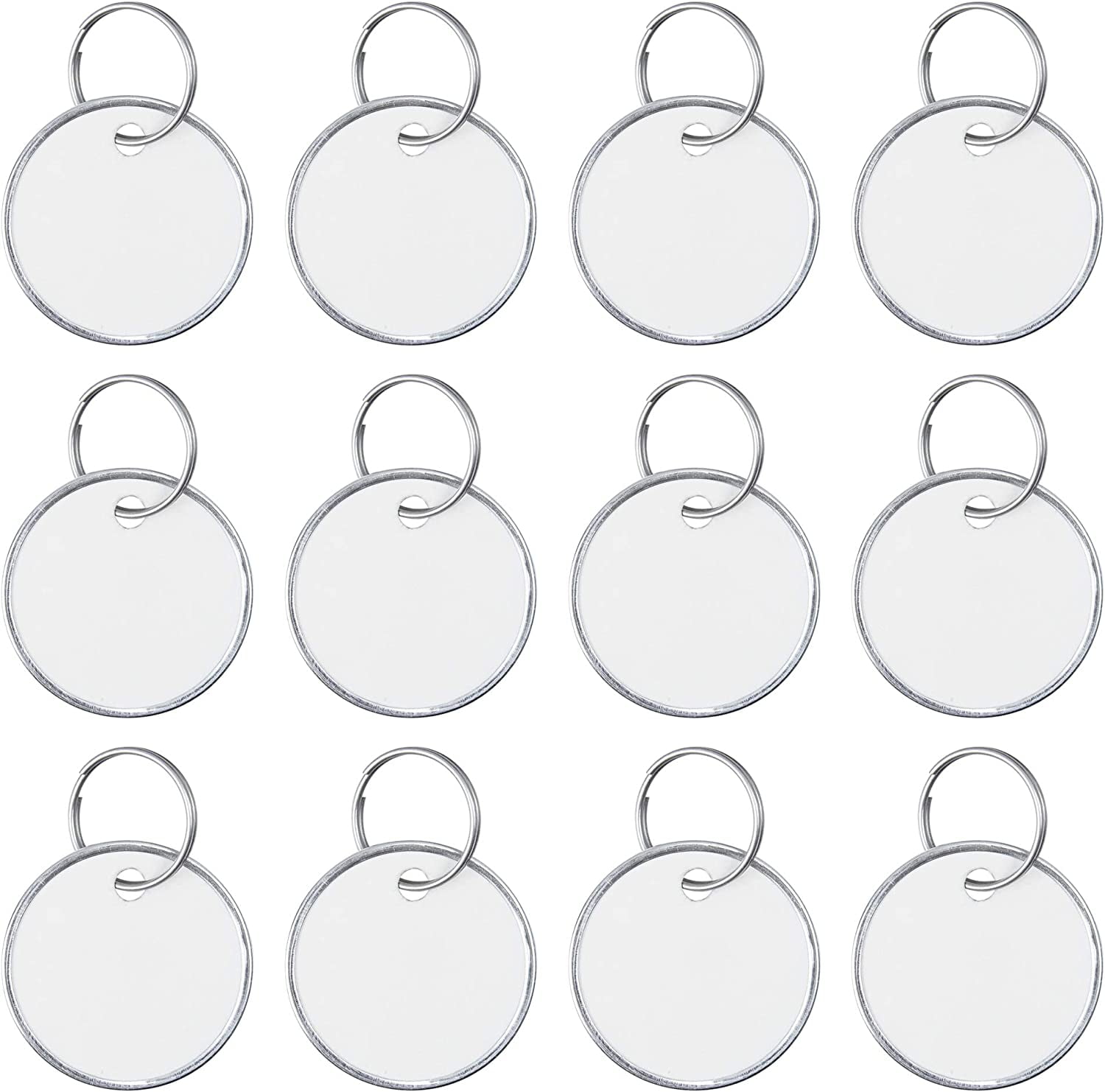 100 Pack 1.2 Inch Circle Key Tags Round Id Label Name Tags Custom Metal ...