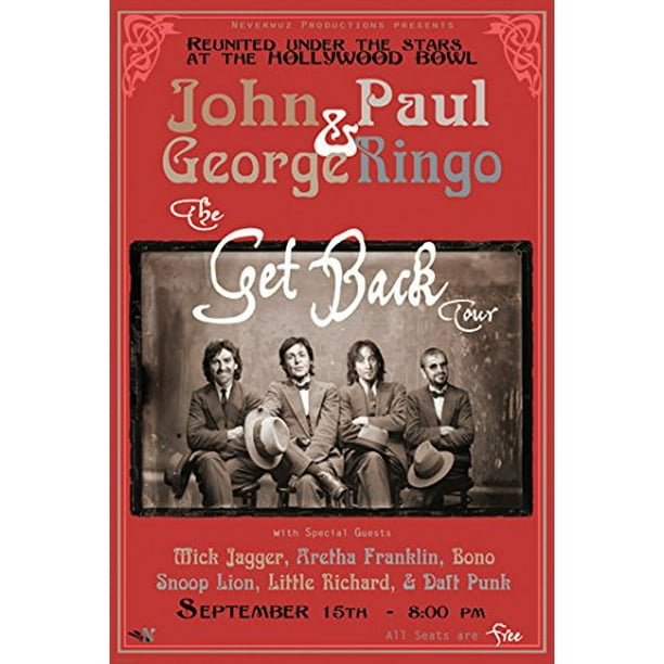 The Beatles Reunion Poster The Get Back Tour New 24x36 - Walmart.com