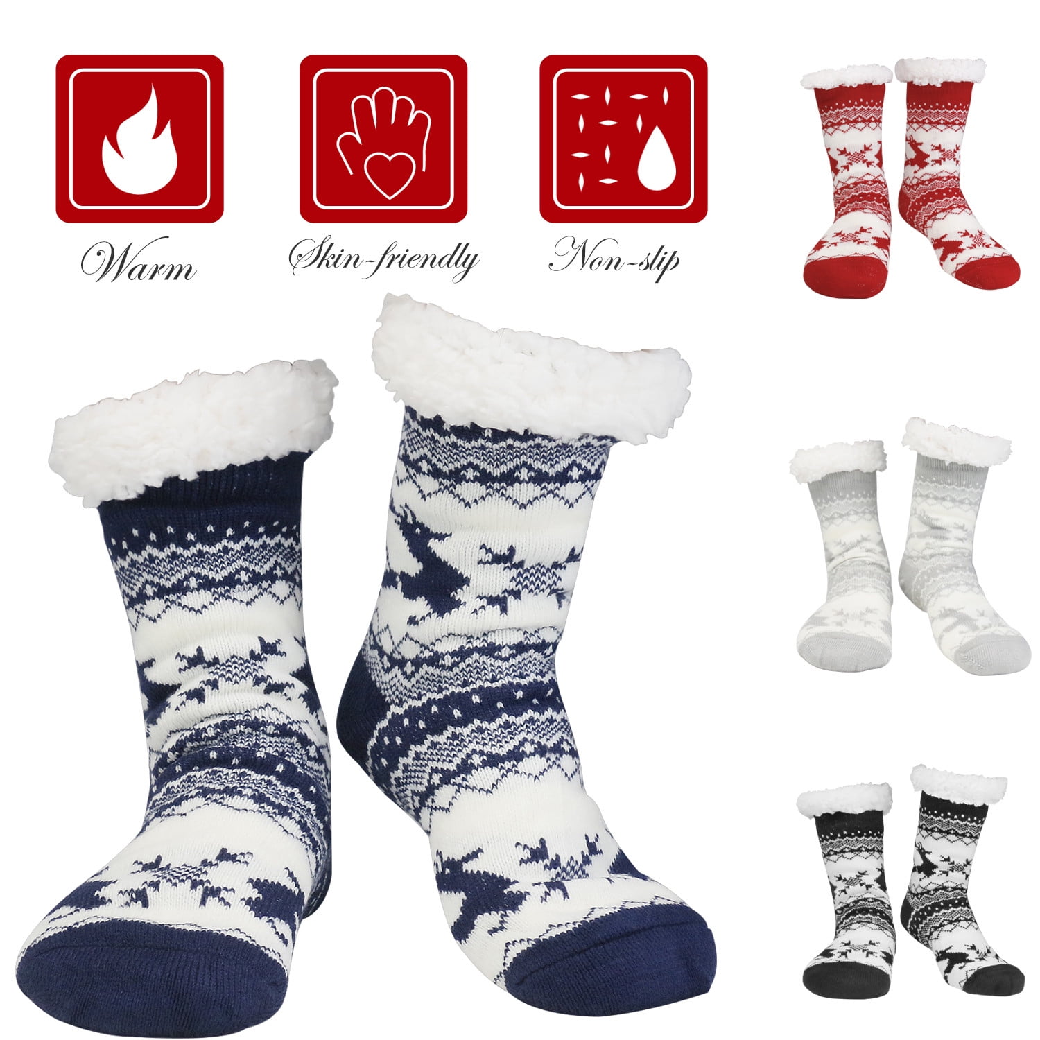 Winter Fleece Lined Wool Socks Lambs Cozy Thick Heavy Thermal Boots ...