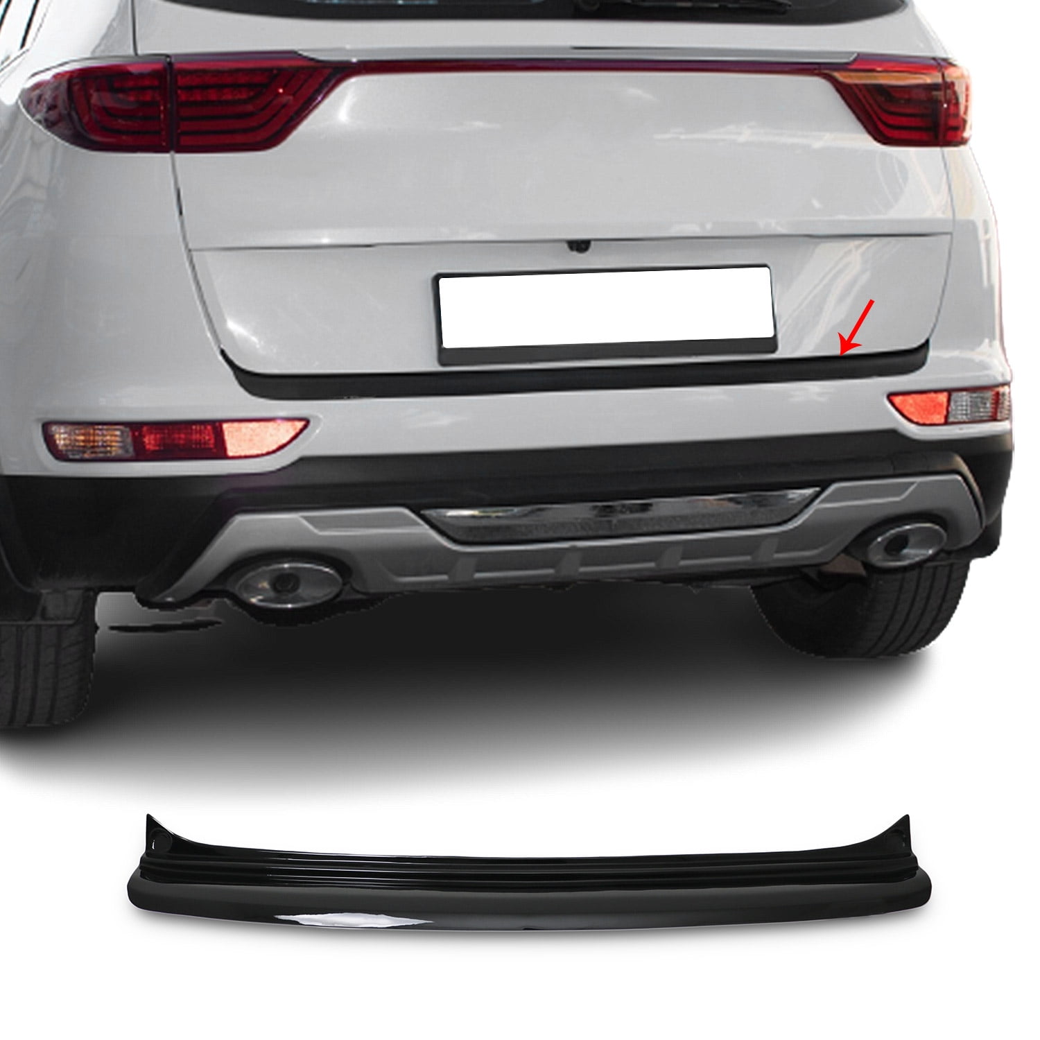 Dark Glossy Abs Plastic Rear Bumper Guard Sill Cover Fits Kia Sportage ...