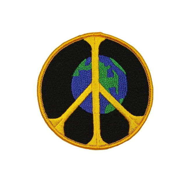 Large World Peace Sign Patch Planet Earth Hippie Happiness Iron On ...
