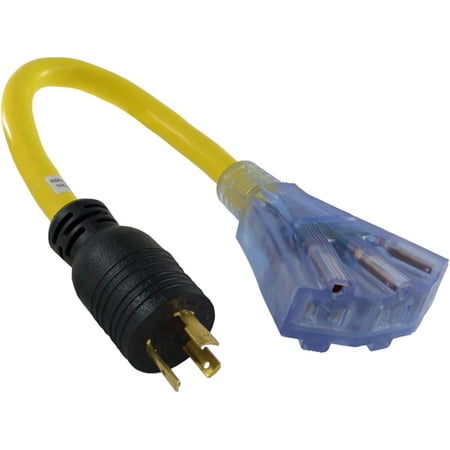 Conntek 1.5-Feet 20-Amp STW 12/3 Tri-Outlet Cord with 20-Amp Locking L5 ...