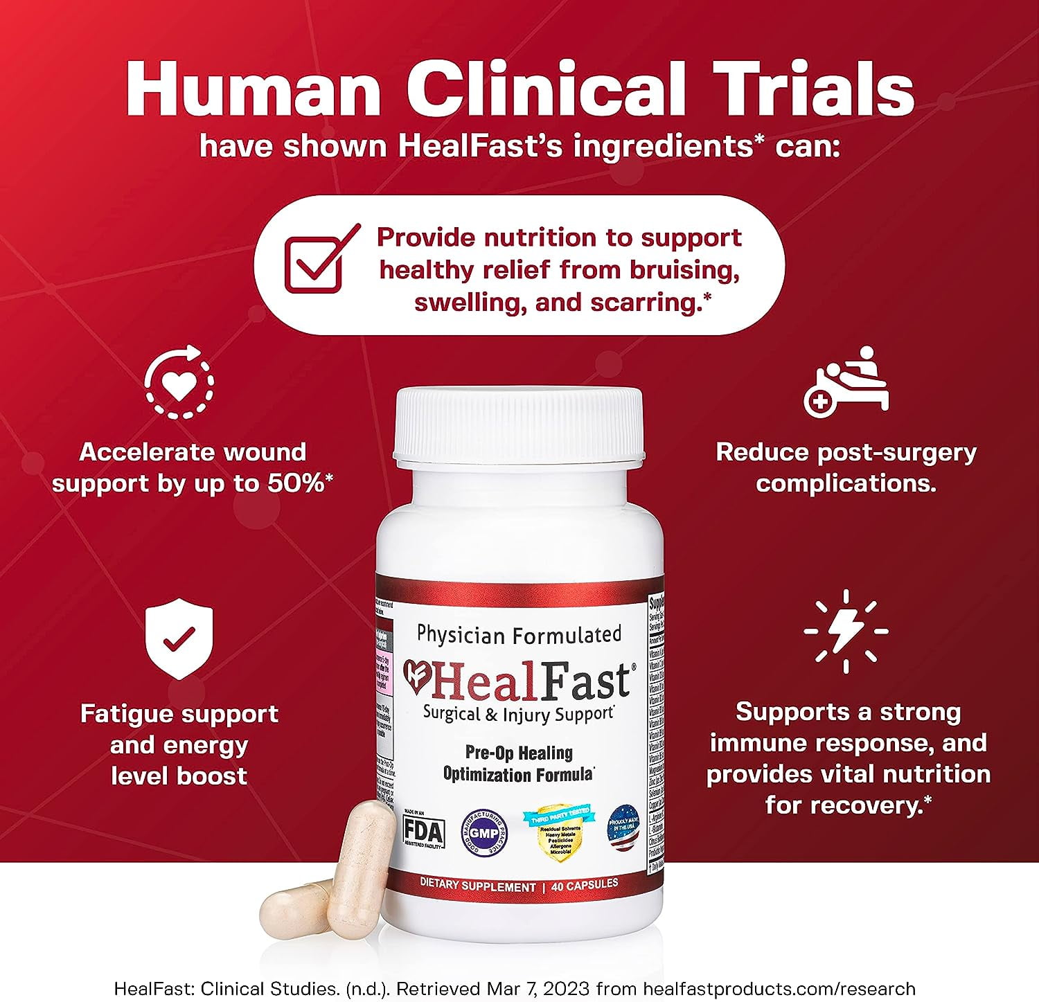 HealFast Pre-Op Supplement for Surgery & Injury Recovery - 40 Count in ...