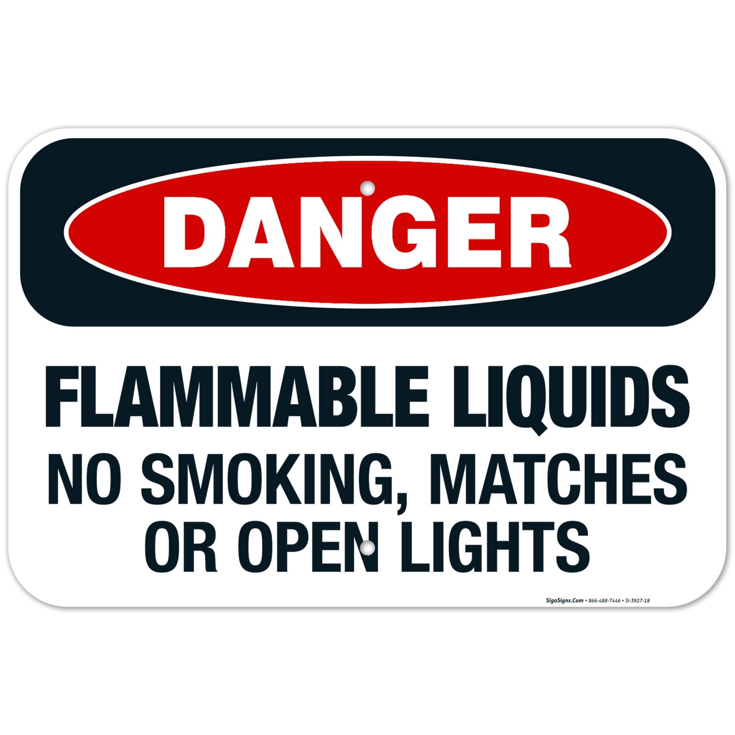 Flammable Liquids No Smoking, Matches Or Open Lights Sign, OSHA Danger ...