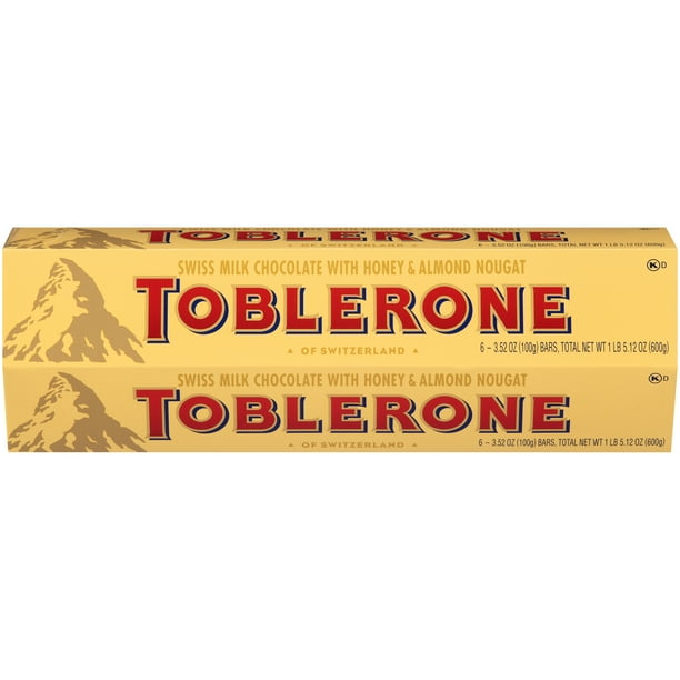 Toblerone, Swiss Milk Chocolate Bars, 3.52 Oz, (Pack of 6) - Walmart ...