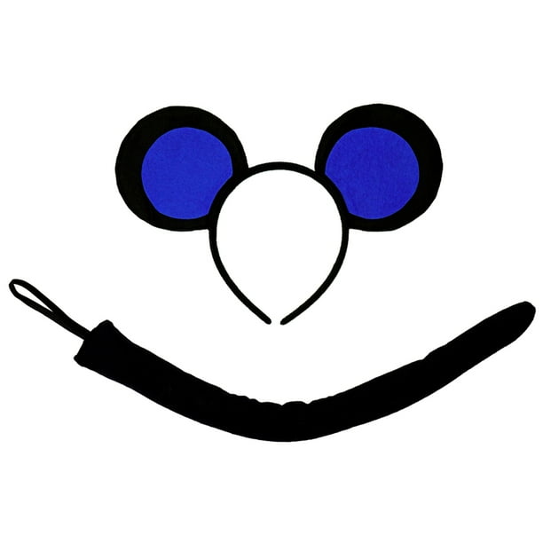 SeasonsTrading Blue Black Mouse-A-Like Ears Headband & Tail Costume Set ...