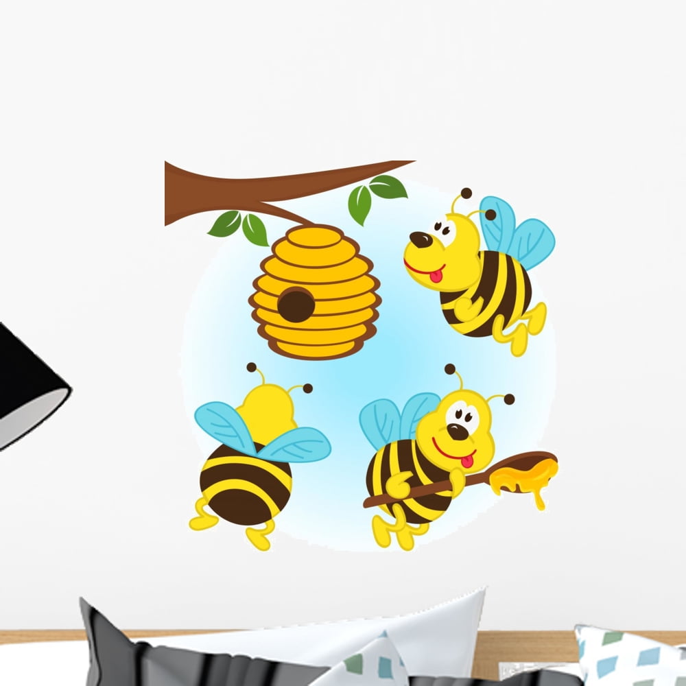 Bees around Hive Wall Decal Sticker by Wallmonkeys Vinyl Peel and Stick ...
