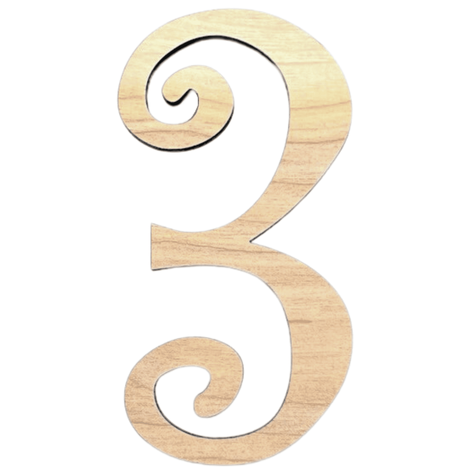 Krafty Supply - 4" Tall Birch Number 3 | 1/4" Birch Plywood | Curlz ...