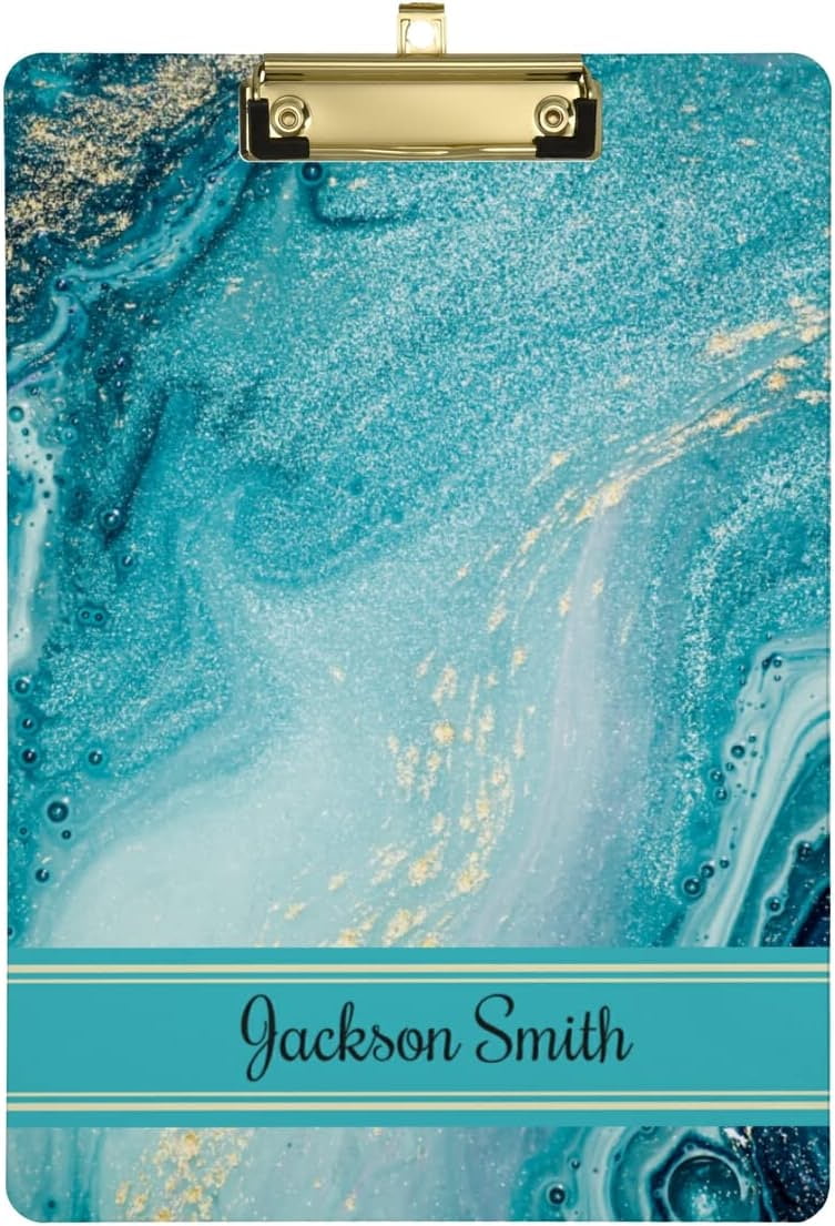 ZHANZZK Teal Marble Clipboard Hardboard Wood Nursing Clip Board and ...