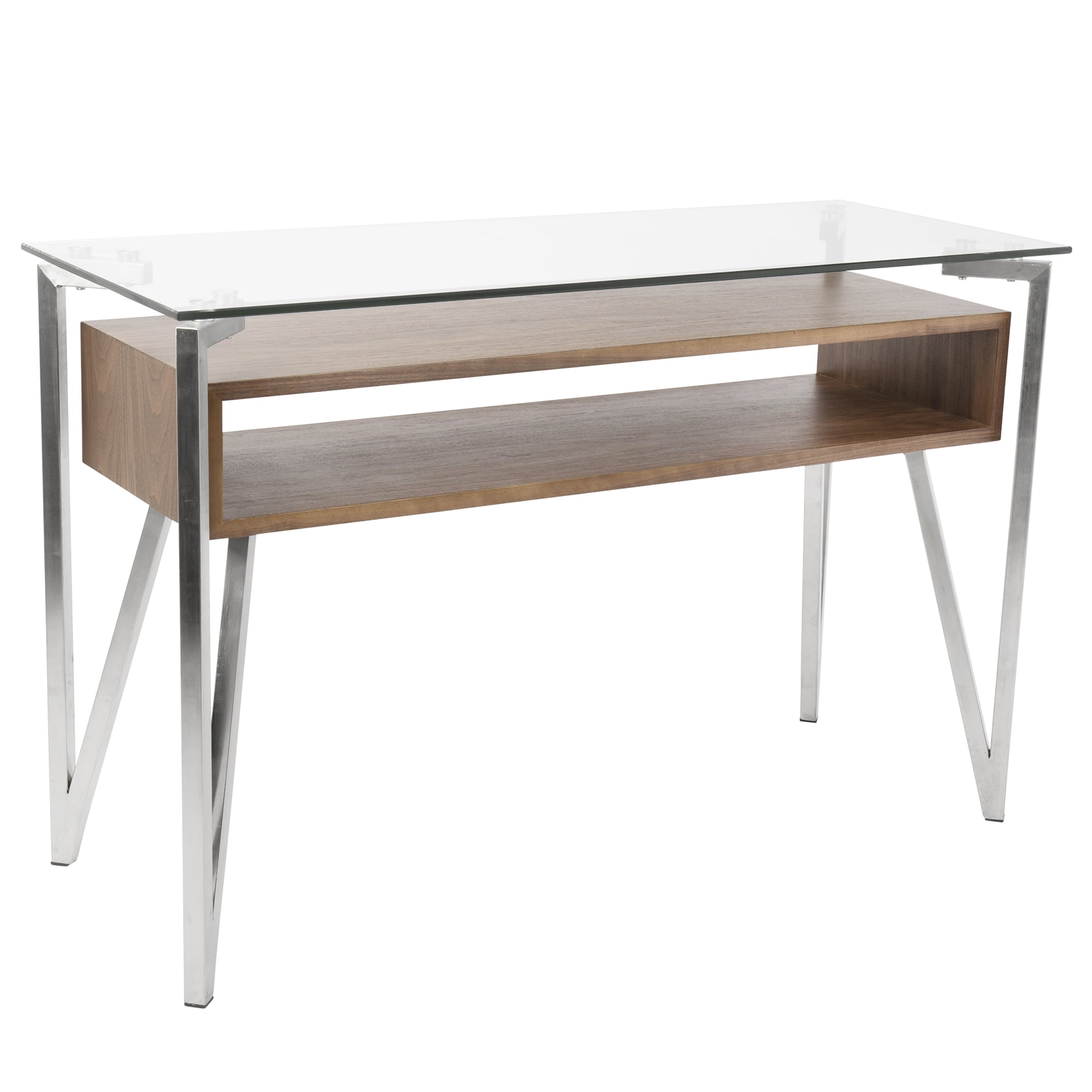 Hover Contemporary Console Table with Brushed Stainless Steel Frame ...