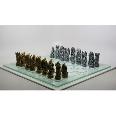 Ebros Unique Medieval Dragon Chess Set with Hand Painted Resin Pieces ...