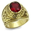 Men's Gold IP Stainless Steel Wide Band Army Ruby CZ Ring - Size 13 ...