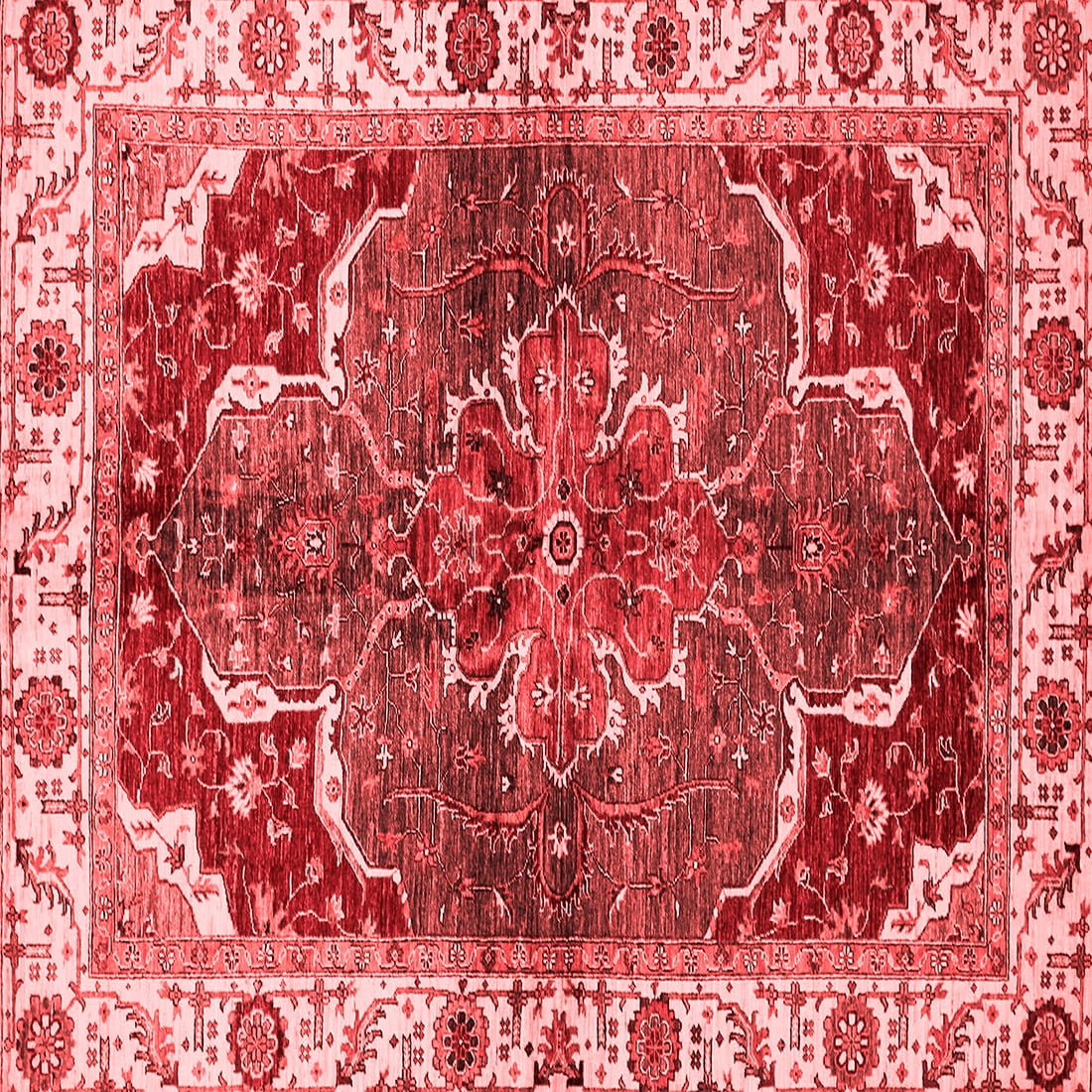 Ahgly Company Indoor Square Abstract Red Modern Area Rugs, 5' Square ...