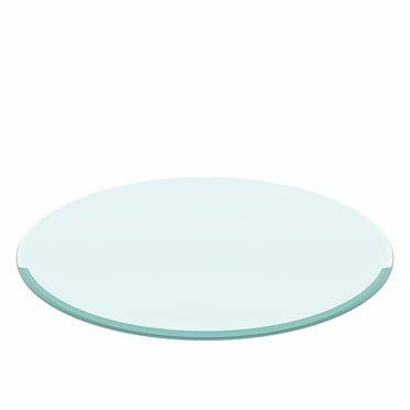 Juiluna Round Tempered Glass Tabletop With Beveled Polished Edge, For ...
