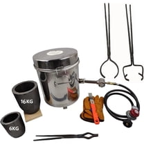 LSMIITTH 8KG Metal Melting Furnace Kit, Crucible Tongs, Dual Burner for ...