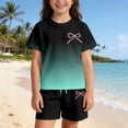 Byoo Tween Girl Basic Outfit Bow Graphic Short Sleeve T Shirt Shorts ...