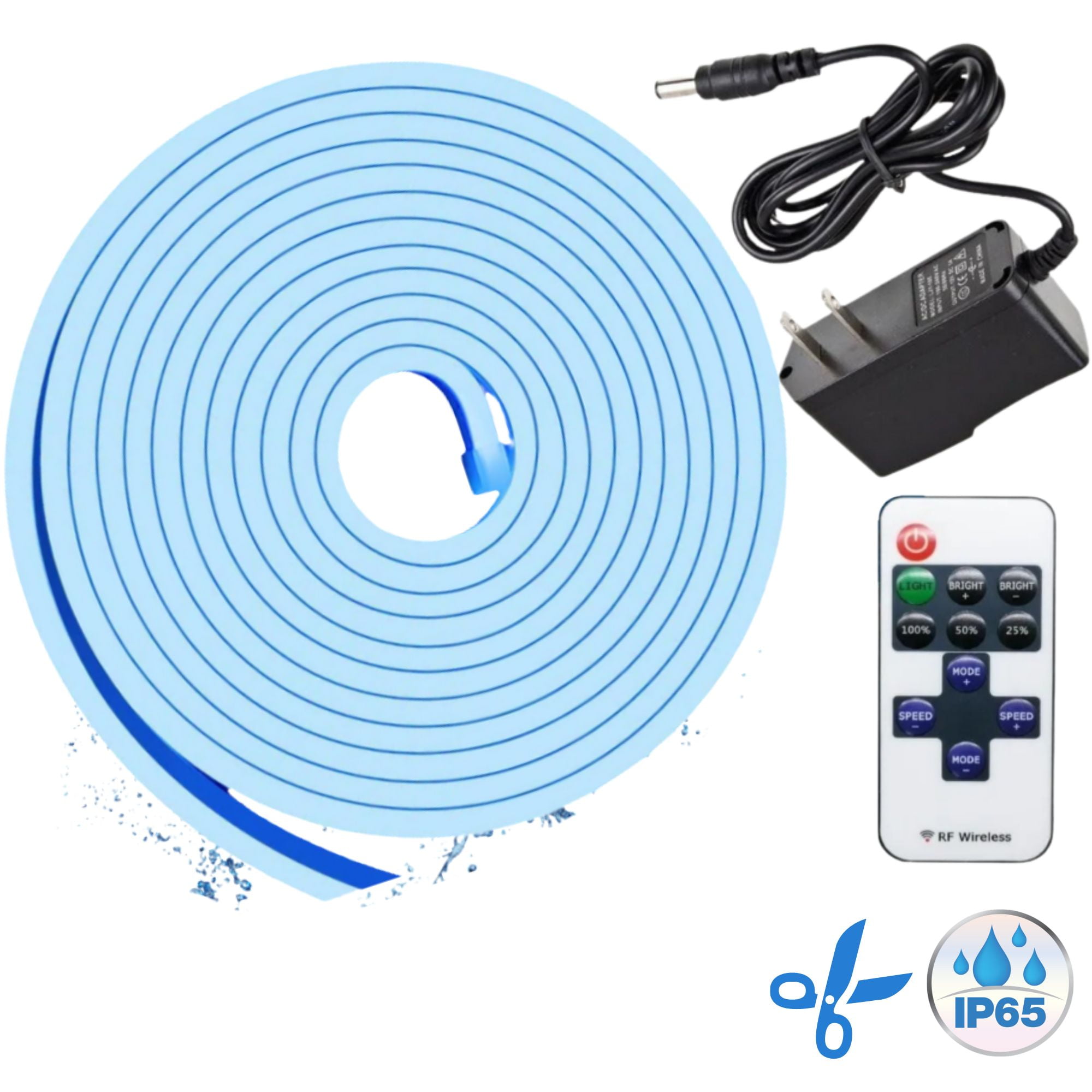 Tira led neon azul cielo flexible unicolor 5 metros con control y ...