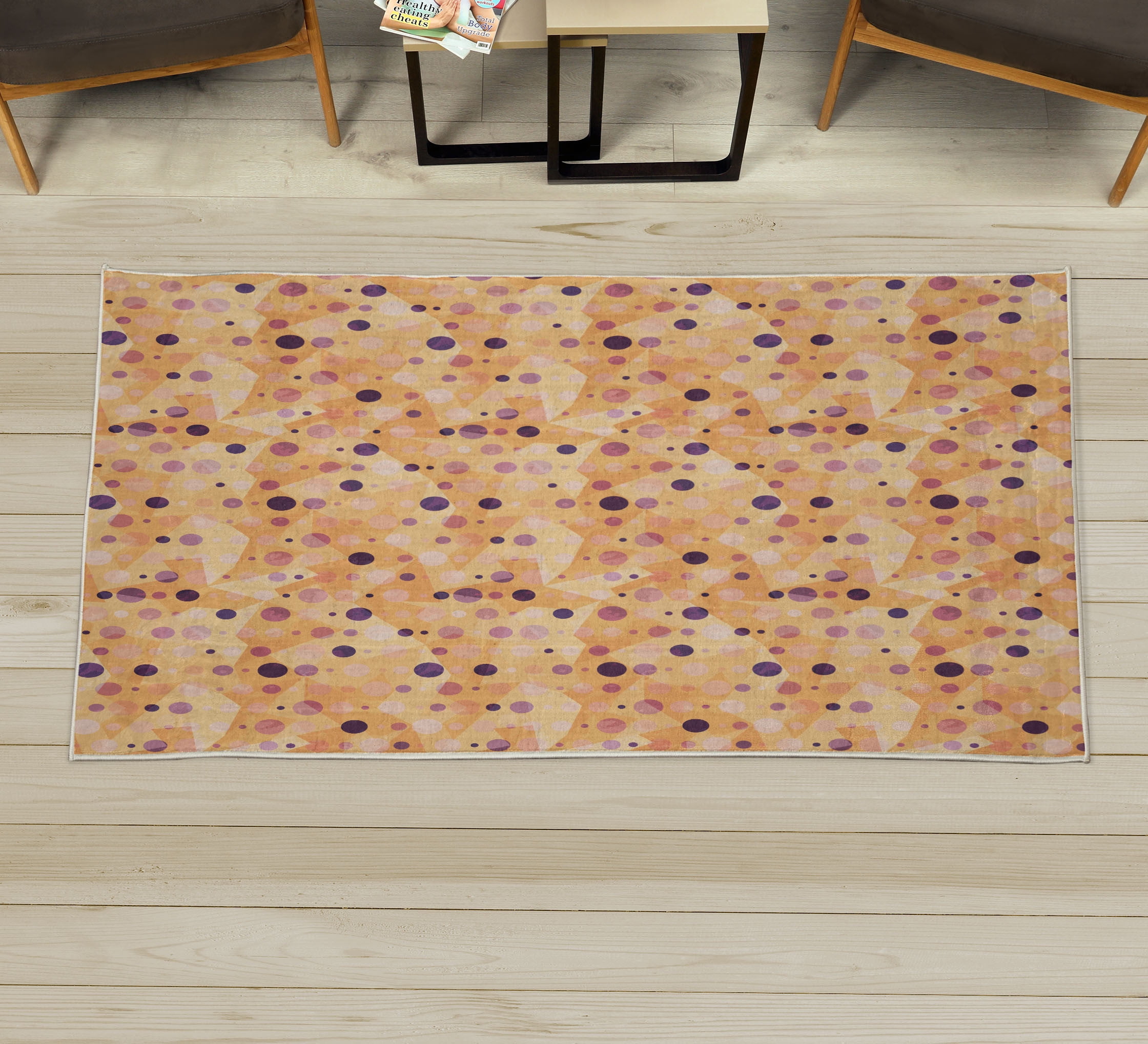 Abstract Decorative Rug, Colorful Circular Large Polka Dots Bubble ...