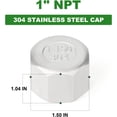 BDKWID-2PCS 304 Stainless Steel Cap Pipe Plug Socket Fitting 1" NPT ...