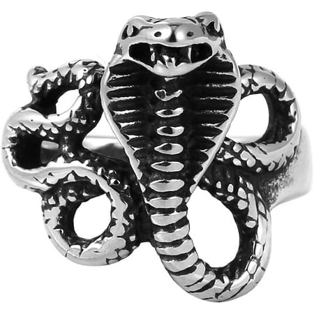 JOYWEI 3D Stainless Steel Snake Ring for Men, Gothic King Cobra Snake ...