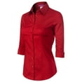 Made By Olivia Womens 3 4 Sleeve Stretchy Button Down Collar Office