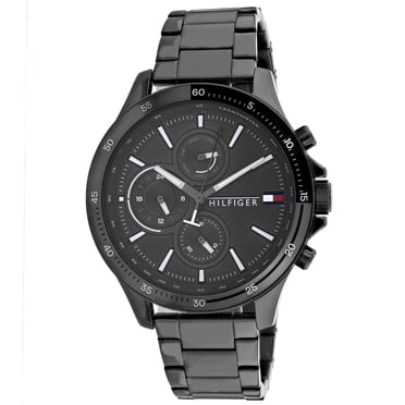 Tommy Hilfiger Black Leather Chronograph Mens Watch 1790875 - Walmart.com