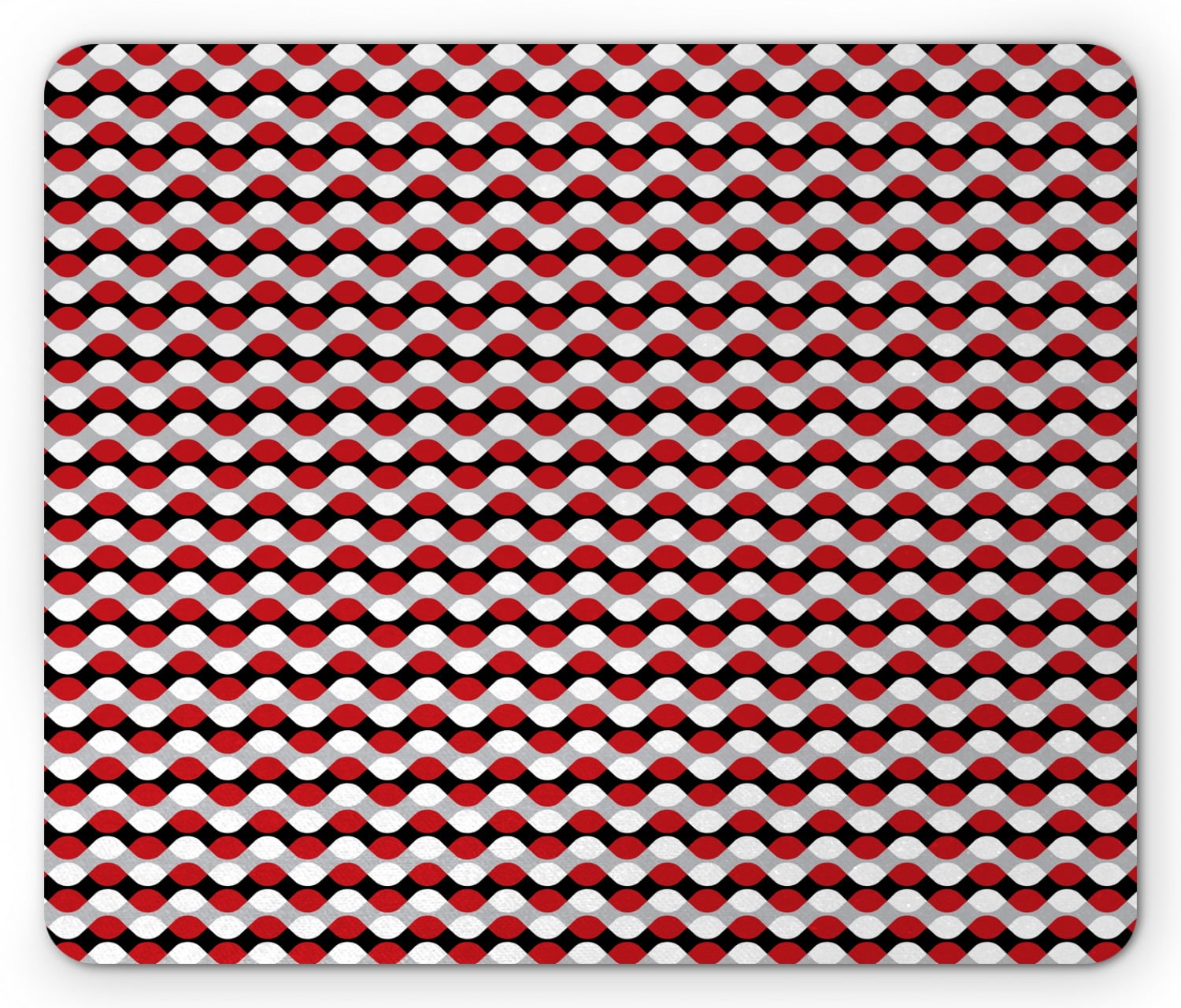 Geometric Mouse Pad, Curved Lines with Bicolor Oval Shapes Abstract ...