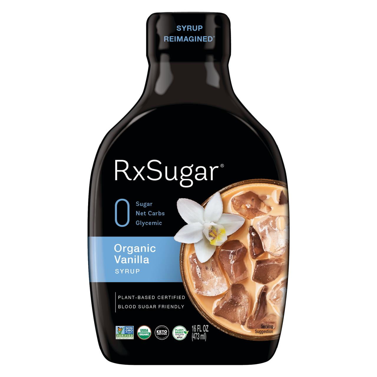 RxSugar Organic Vanilla Syrup 16 fl oz Allulose USDA Organic, Non-GMO ...