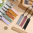 16Pcs 8 Colors Leather Bookmarks with Tassel & Iron Grommets Rectangle ...
