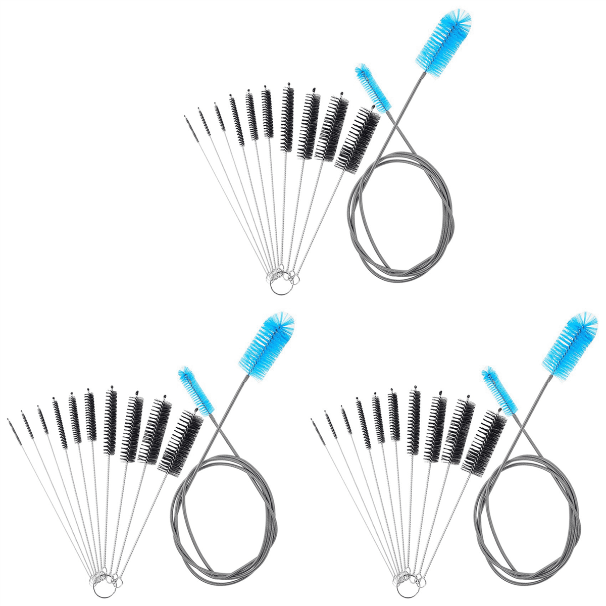 3X Aquarium Filter Brush Set, Flexible Double Ended Bristles Hose Pipe ...