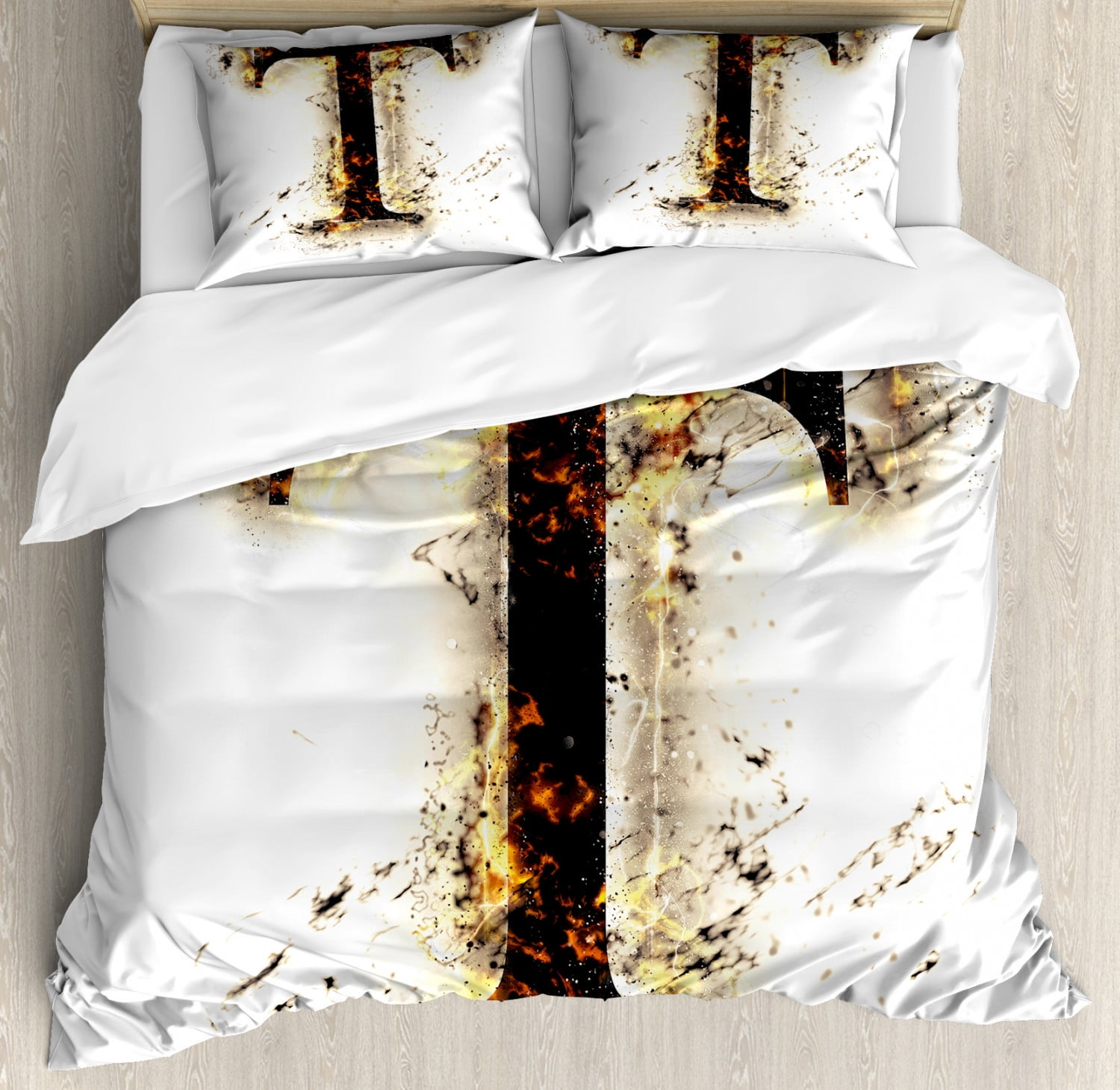 Letter T Queen Size Duvet Cover Set, Scorching Letter T Symbol of ...