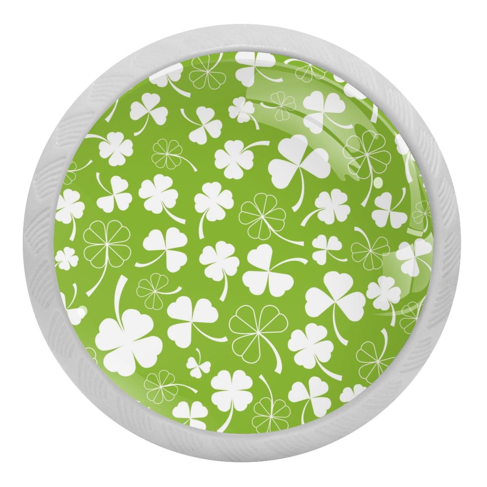 4PCS Round Clover for Saint Pat Cabinet Fluorescence Knob Glowing in ...