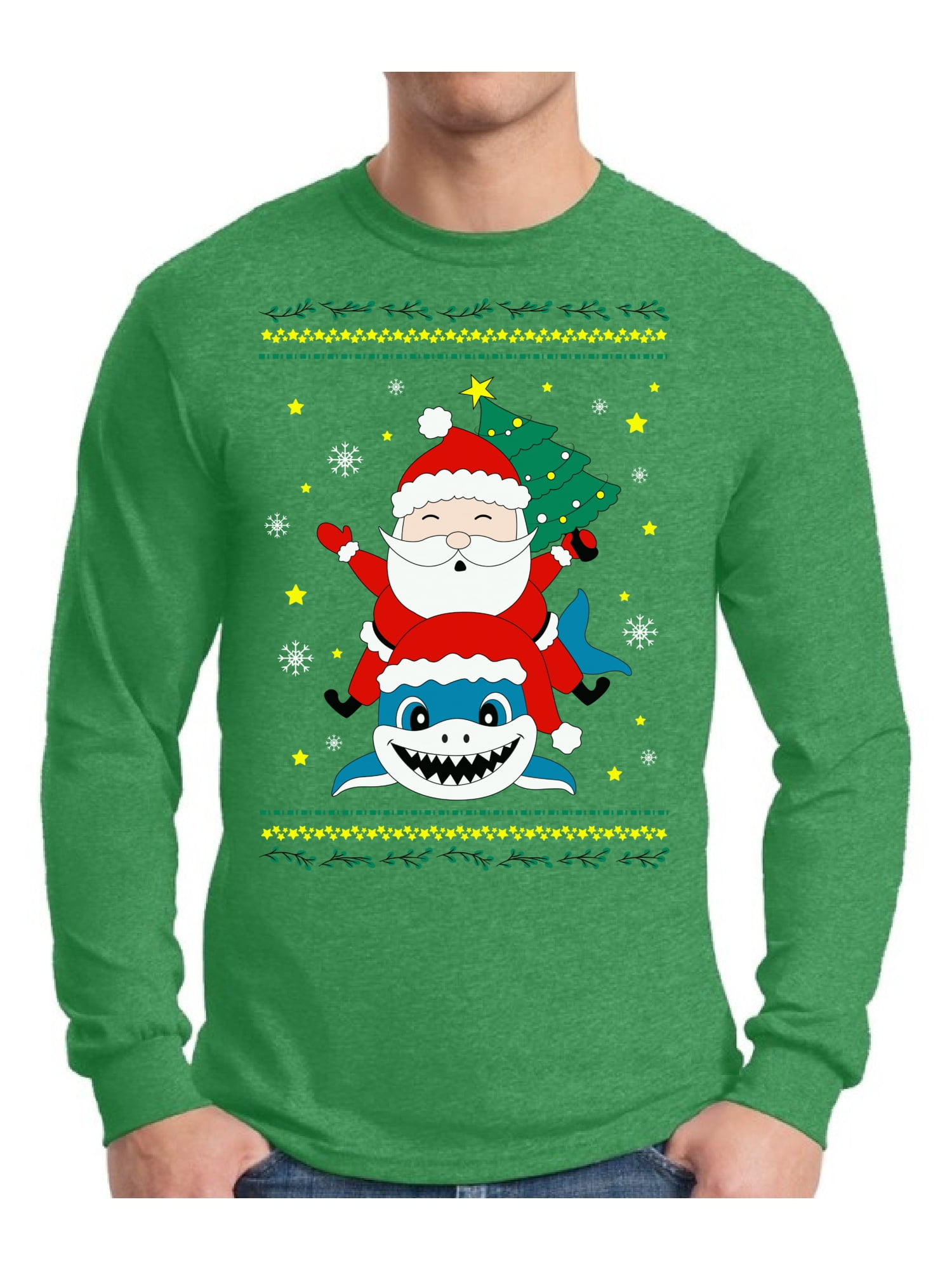 Awkward Styles Xmas Santa Shark Ugly Christmas Sweater Long Sleeve T ...