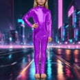 Byoo Little Girls Metallic Turtleneck Bodysuit Unitard Solid Long ...