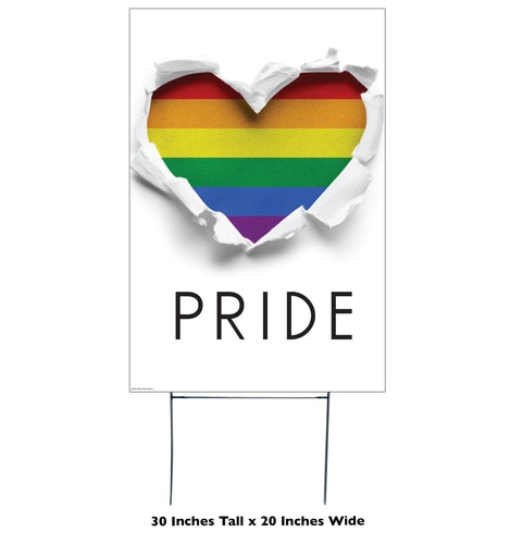 Pride Yard Sign, Weather Resistant Plastic, 30" x 20", Stakes Included ...
