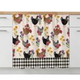 Beige Farm Chicken Cabinet Curtains 28" W x 35" L Farmhouse Rooster ...